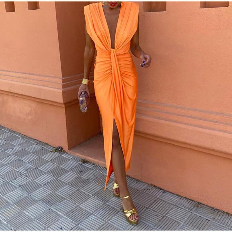 Isabelle - Party Dress with Deep Neckline – SiennaBelle Melbourne